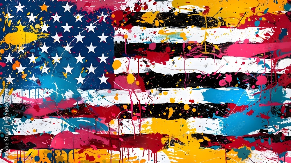 Vibrant Pop Art Interpretation of American Flag Merging Comic and ...