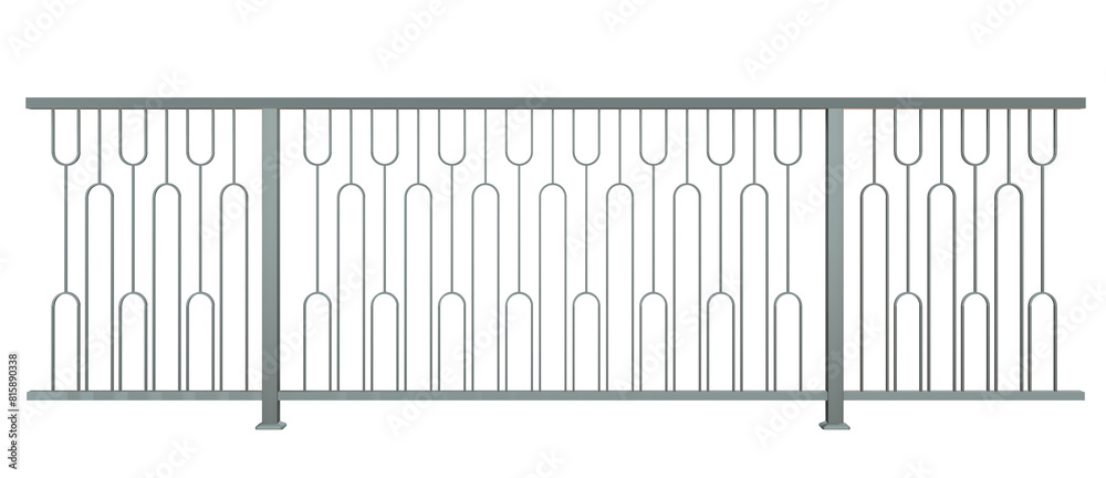 3D render showcases a sleek steel balustrade, ideal for modern exterior ...