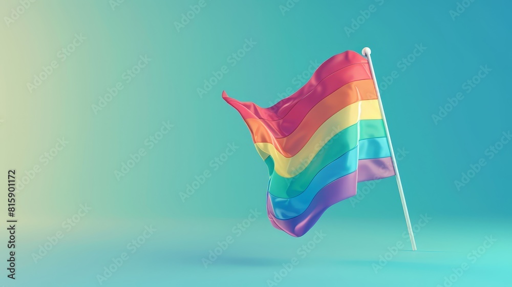 LGBTQ flag waving flat design side view Equality March theme 3D render ...