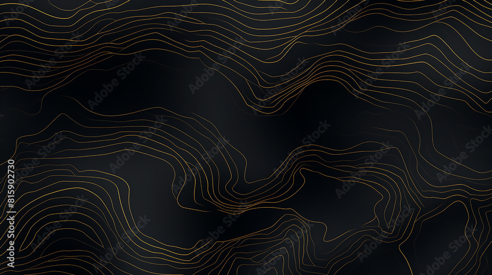 Abstract gold line wave background. black background with gold wave ...