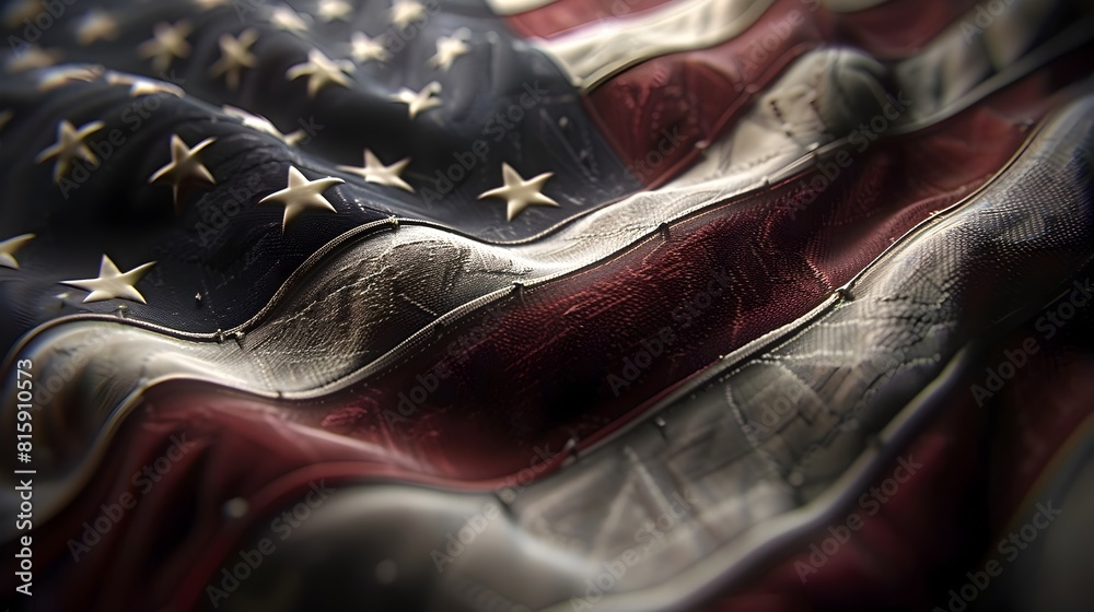 HighContrast American Flag Design Complex Blending Techniques with ...