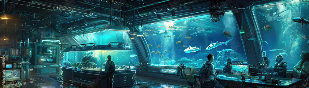 Marine Research Center Floor: Featuring aquarium tanks, research ...