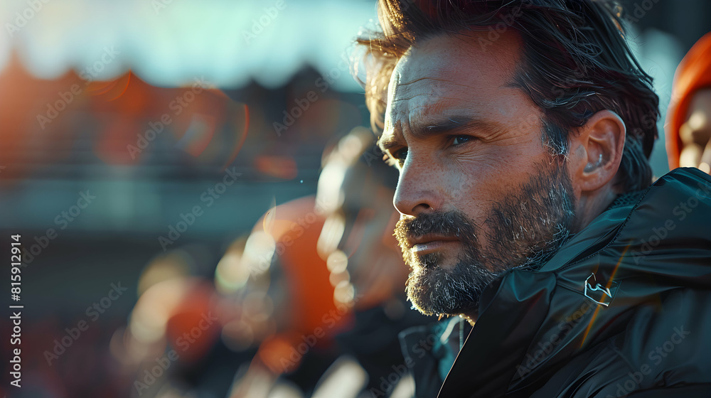 Photo realistic image of a coach using motivational body language to ...