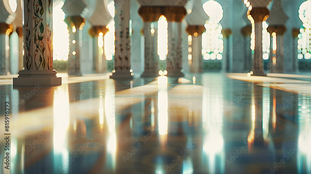 Defocused photo of mosque interior pillars and windows perfect for ...