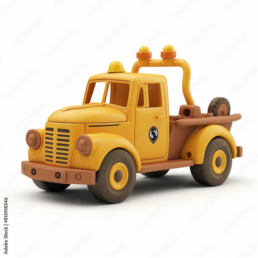 Cute Tow Truck Cartoon Clay Illustration, 3D Icon, Isolated on white ...