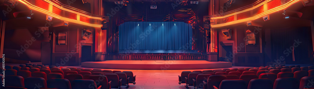 Community Theater Stage Floor: Displaying stage props, lighting rigs ...