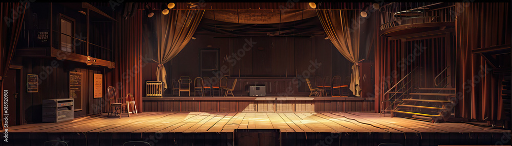 Community Theater Stage Floor: Displaying stage props, lighting rigs ...