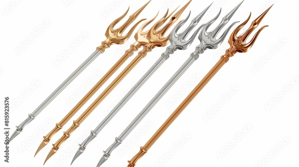Modern realistic set of mythology weapons of greek god Poseidon, Triton ...