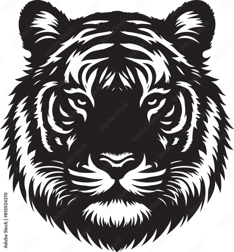 Tiger heads black and white vector. Silhouette SVG shapes of tigers ...