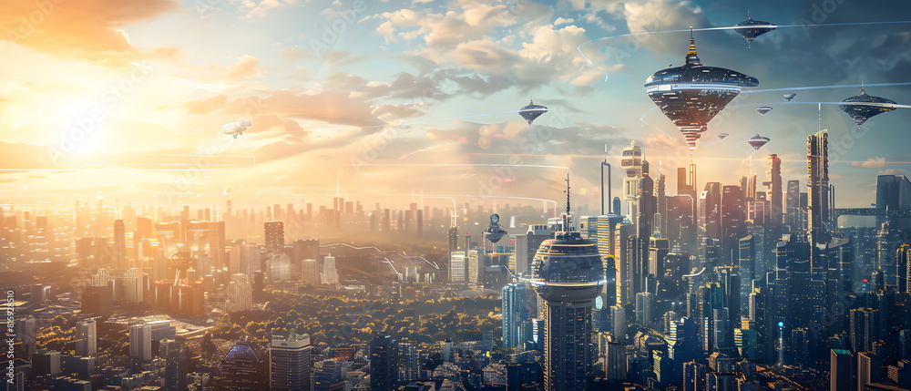 AI-Powered Future World, Image of a future city using artificial ...