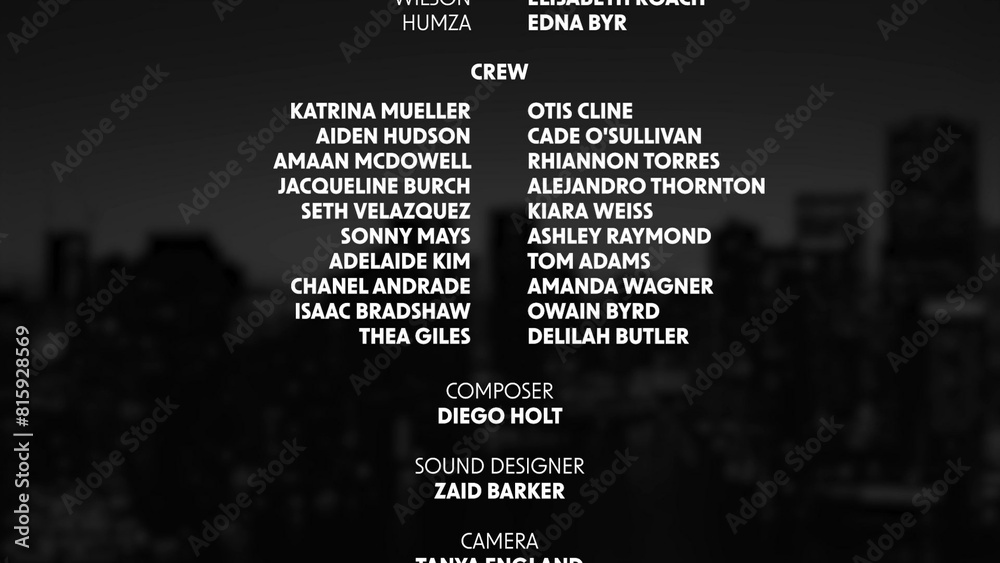Clean Movie Credits End Title with Actors Stock Template | Adobe Stock