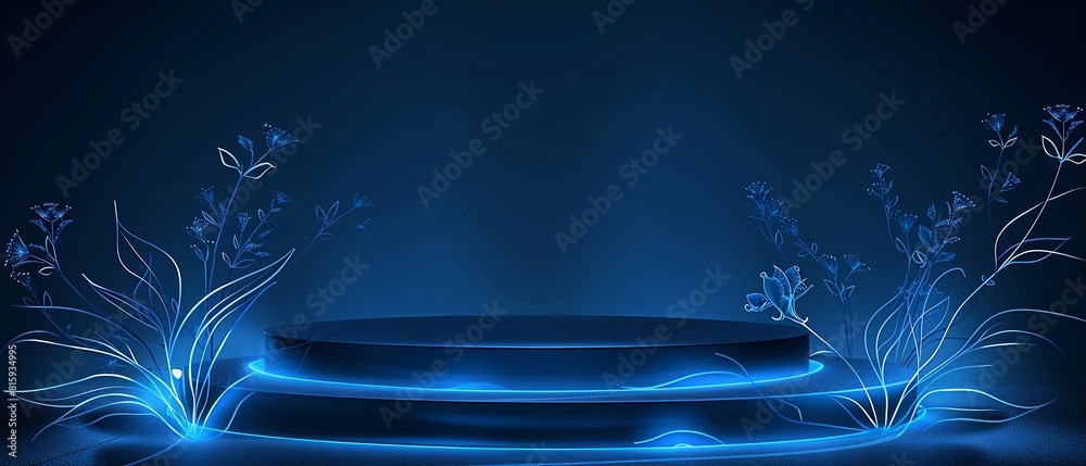 Elegant podium stage setup for a classical music concert, side view ...