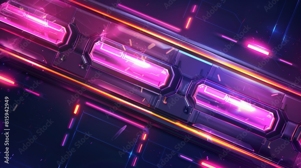 Game video stream frames with pink neon lights. Modern cartoon template ...