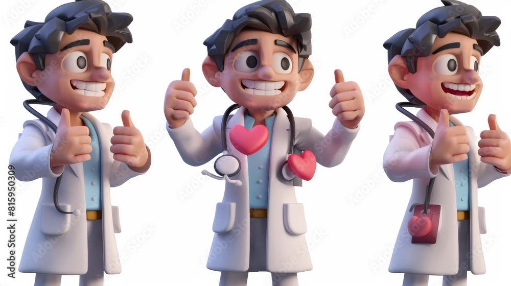 Isolated Cartoon Illustration with 3D rendered doctor hands, medical ...