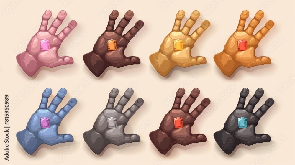 This is an image of a 3D render cursor hand with different skin colors ...