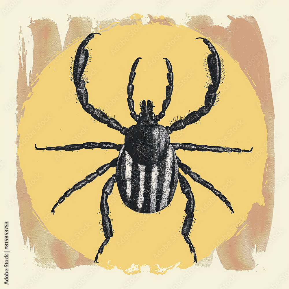 black tick pattern in retro style, advertisement for tick-borne ...
