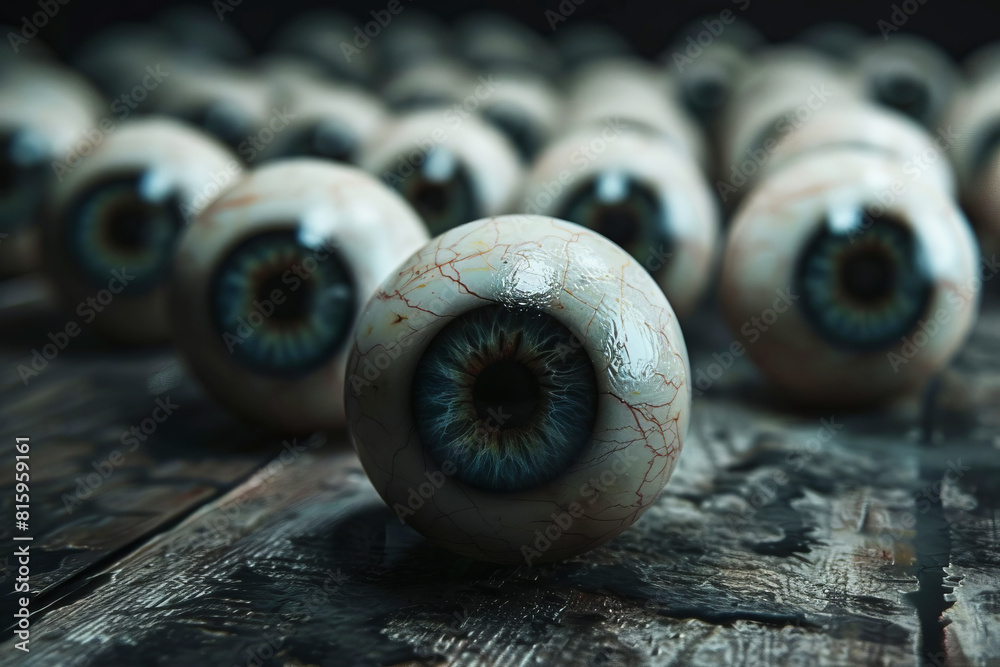 A collection of creepy human eyeballs with detailed textures, set ...