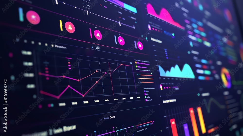 AI data visualization flat design side view analytics theme animation ...