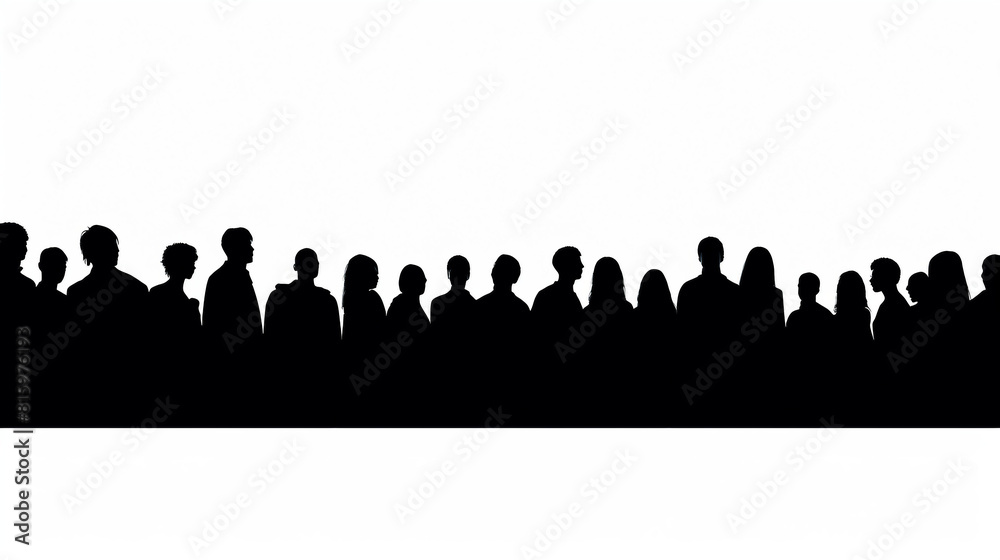 Silhouette crowd of people on a white background isolated vector ...