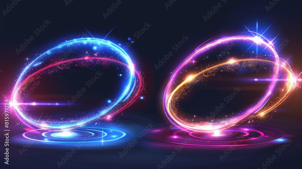 Wave-like neon element with a swoosh effect. Realistic modern ...