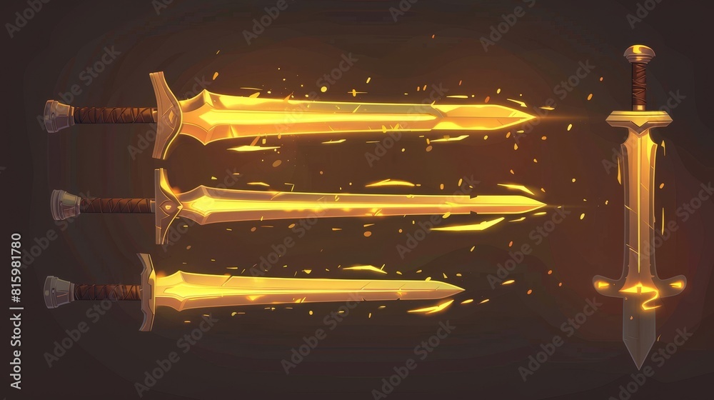 A medieval sword or ancient knife with slash light effect in game UI ...