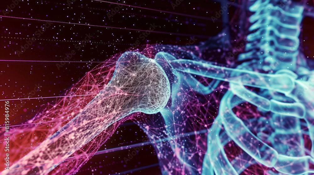 Detailed 3D X-Ray Rendering of Human Shoulder Joint Anatomy with ...