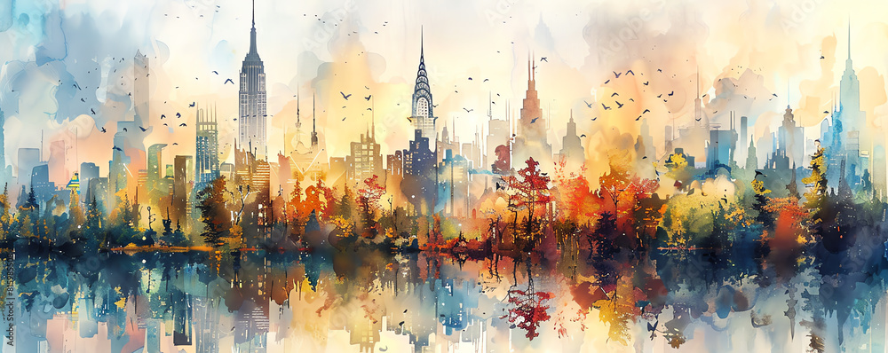 Paint a mesmerizing watercolor landscape featuring fantastical ...