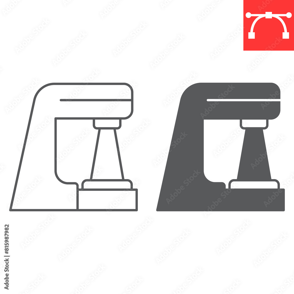 Radiation therapy line and glyph icon, oncology scan and treatment ...