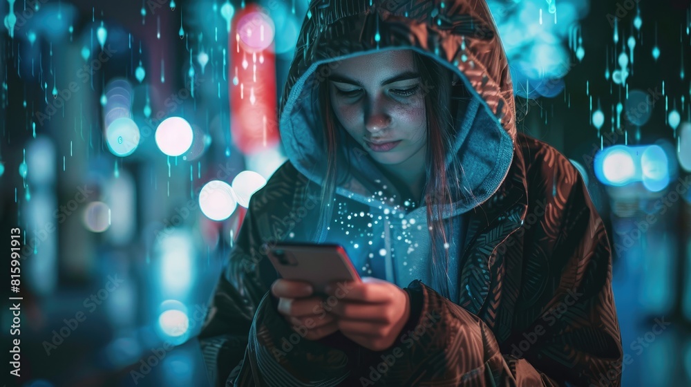 Protect Your Smartphone From Cyber Attacks By A Female Hacker Breaching Internet Accounts And