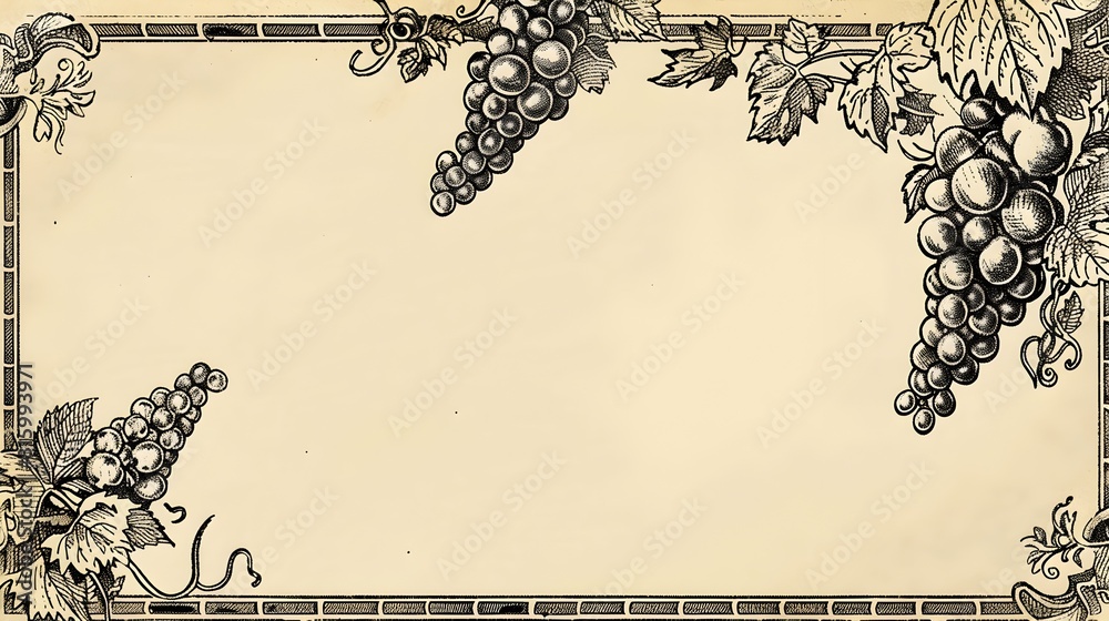 Elegant Grape Vine Floral Border Frame for Premium Wine Label Design ...