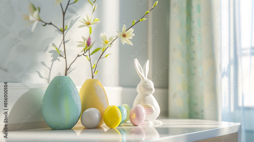 Interior design of easter living room interior stylish sideboard ...