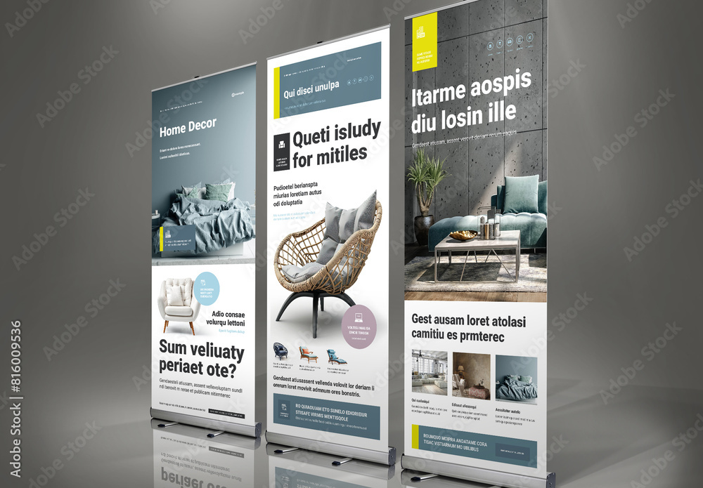 Design Studio Roll-up Banner 3 Templates with Lime Green Elements Stock ...