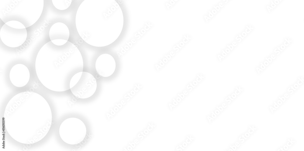 Abstract White Geometric Overlapping Circle Background With Shadow