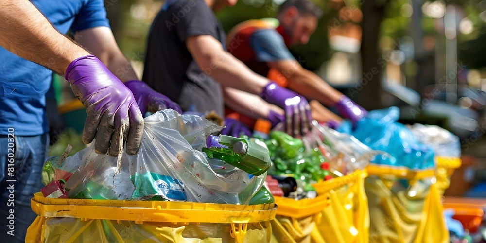 Local event for World Recycling Day with people sorting waste in ...