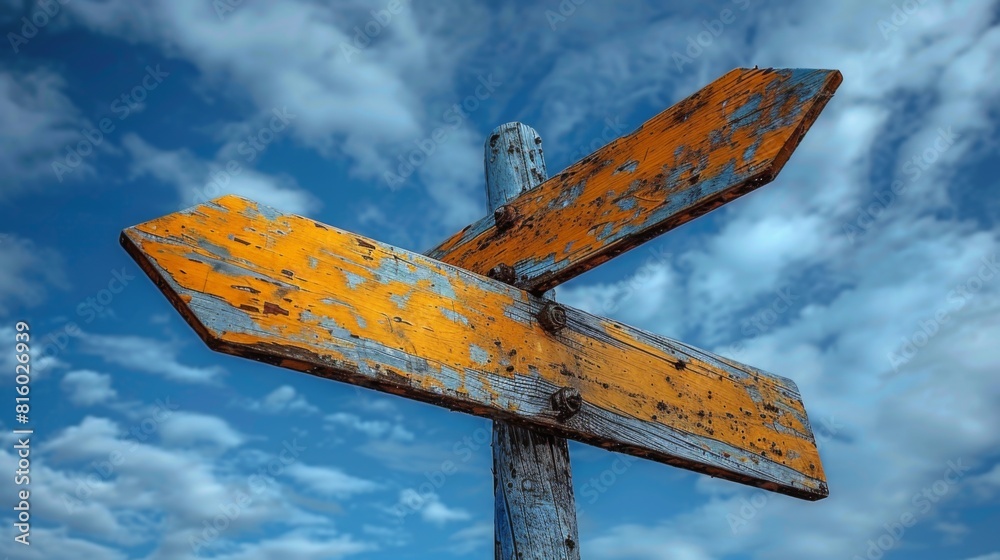 Choosing a direction concept. Road signs indicating different paths of ...