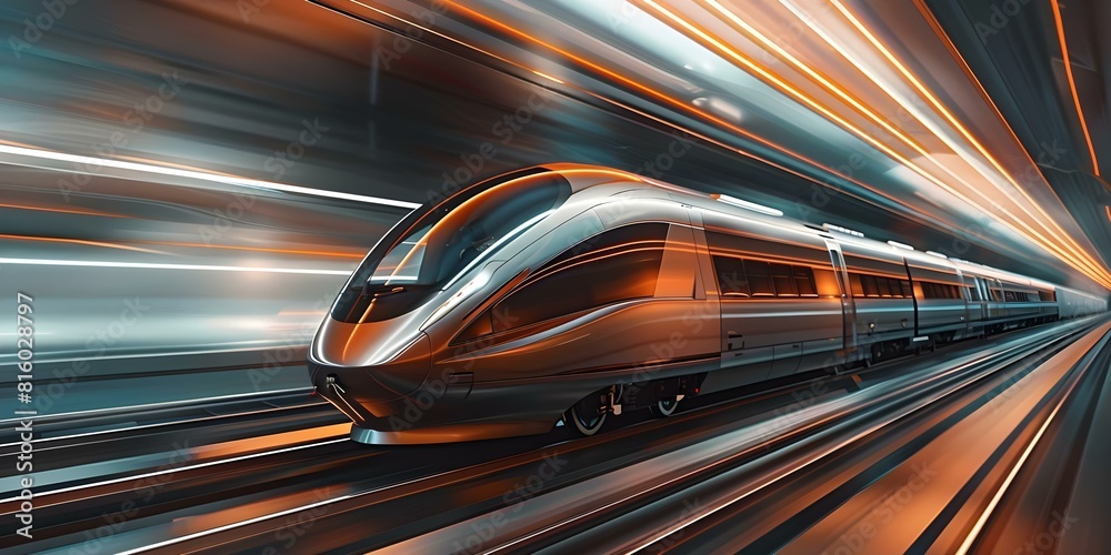 Hightech train or hyperloop with automated driving system in urban ...