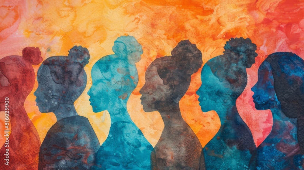 Diversity, equality, inclusion concept. Silhouettes of people of ...