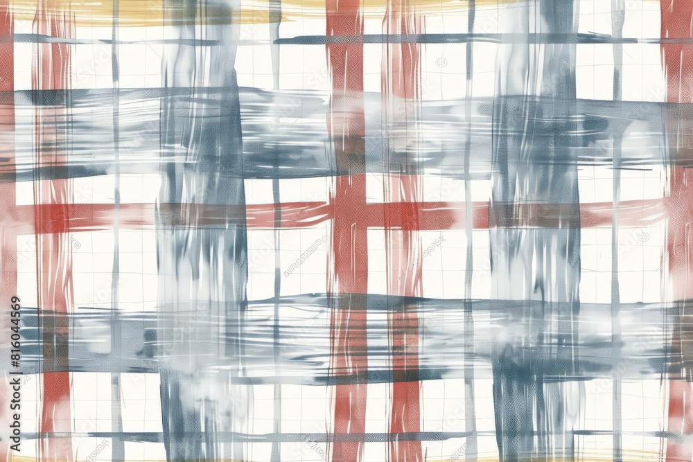 Hand-drawn checkered background. Watercolor seamless texture. Blue and ...
