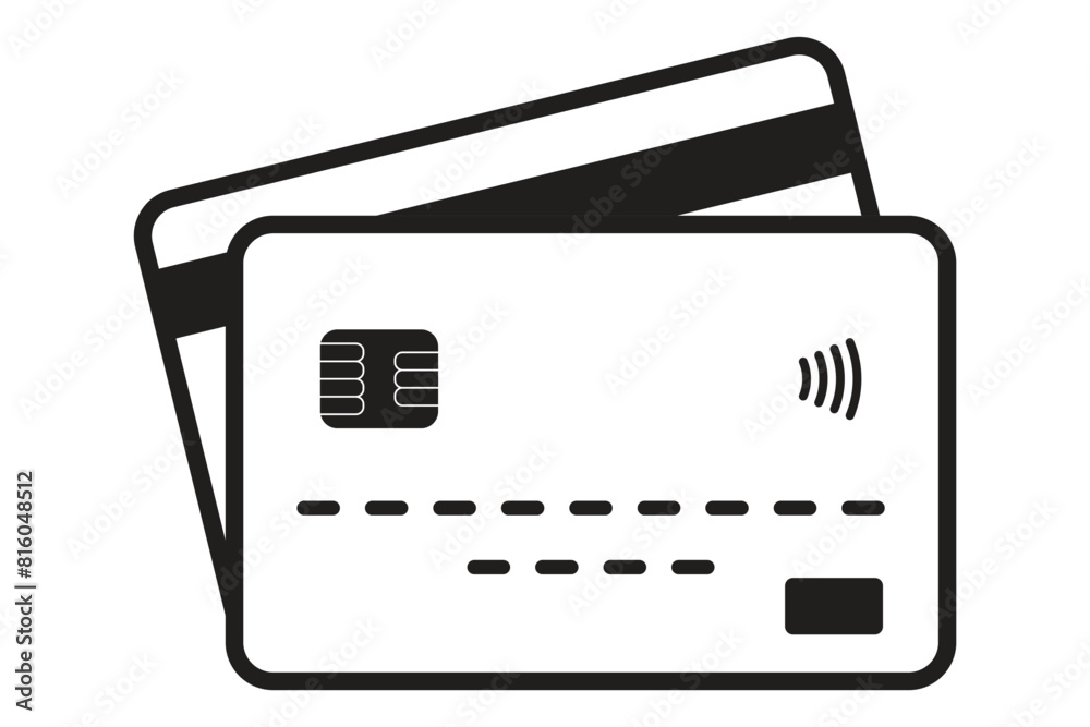 credit card icon. atm card symbol with chip. simple bank debit card ...