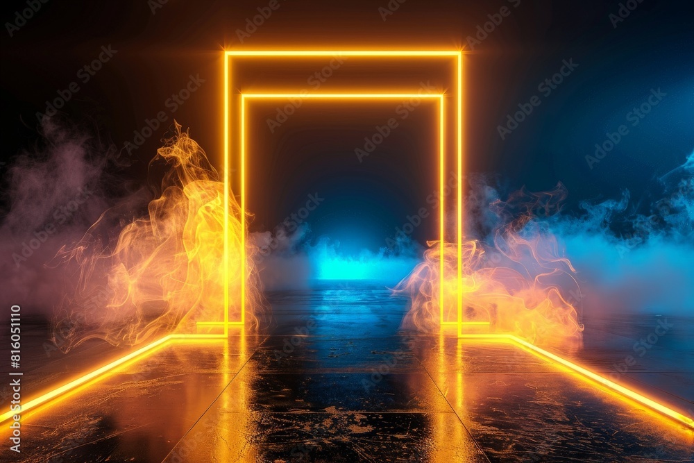 Lights-effect golden frame isolated on black transparent background ...