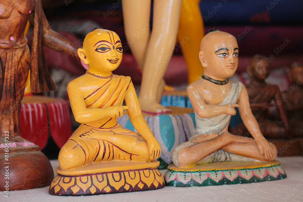 Wooden murti of Saint Haridas Thakur. Hindu Deity for worship. Stock ...