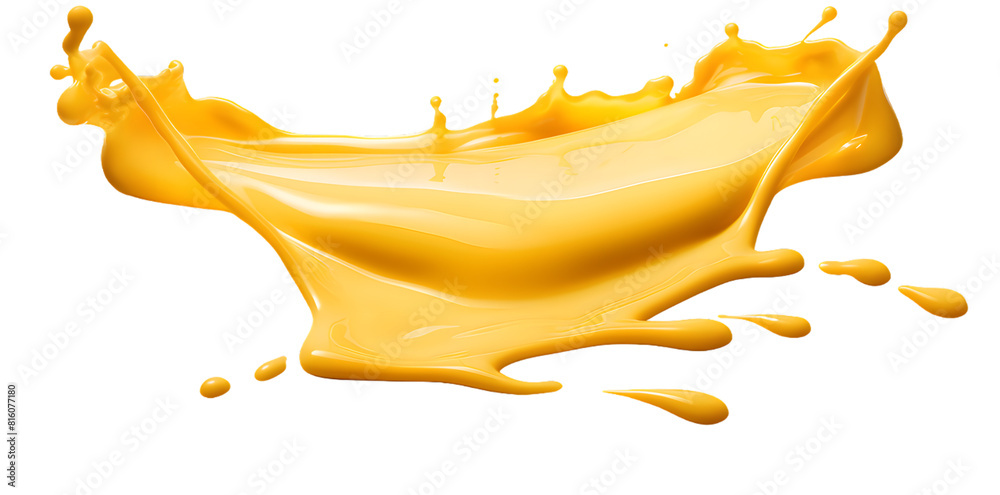 Melted yellow cheese isolated on transparent background. Cheese splash ...