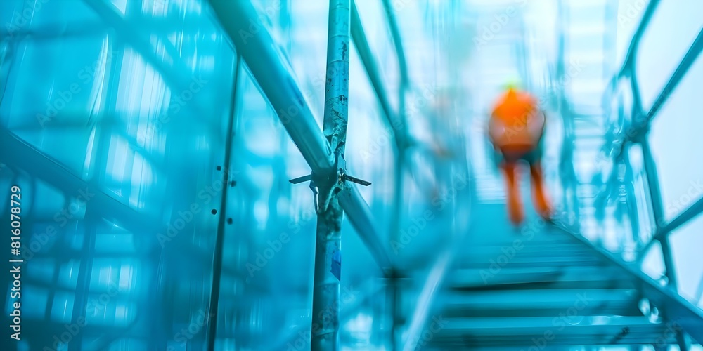 Collection of height safety caution signs for workplace safety and ...