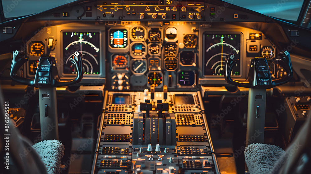 Control panel and control equipment of plane in cockpit Plane cockpit ...