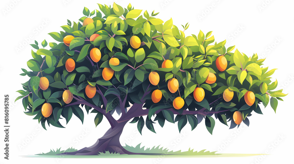 Tropical Mango Tree Isolated on White Background Featuring Lush Green ...