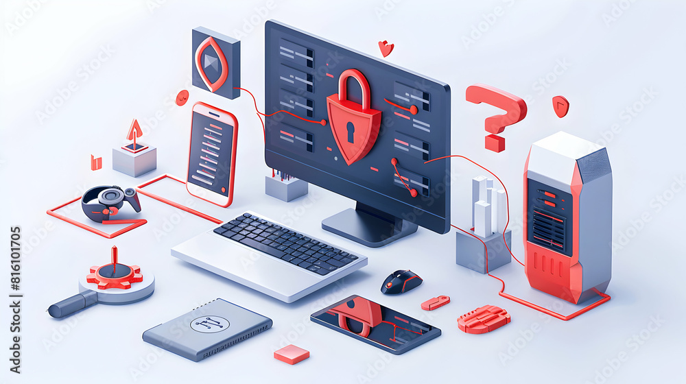 ภาพประกอบสต็อก 3D Flat Cartoon Icon: Zero Day Exploit Targeting System ...