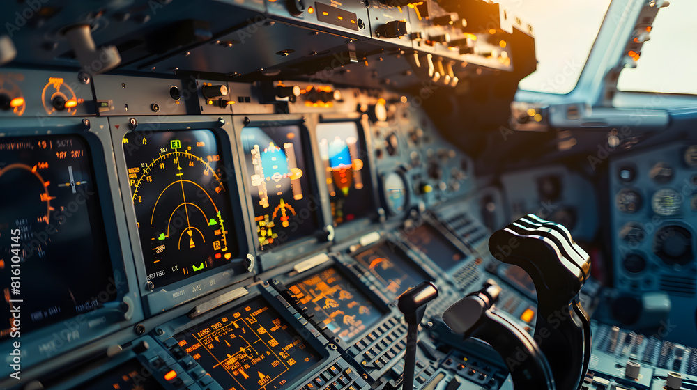 Control panel and control equipment of plane in cockpit Plane cockpit ...