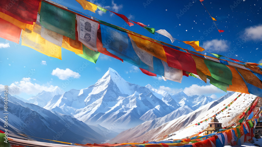 Vesak in the Himalayas: Buddhist Colorful Prayer Flags Flutter in ...