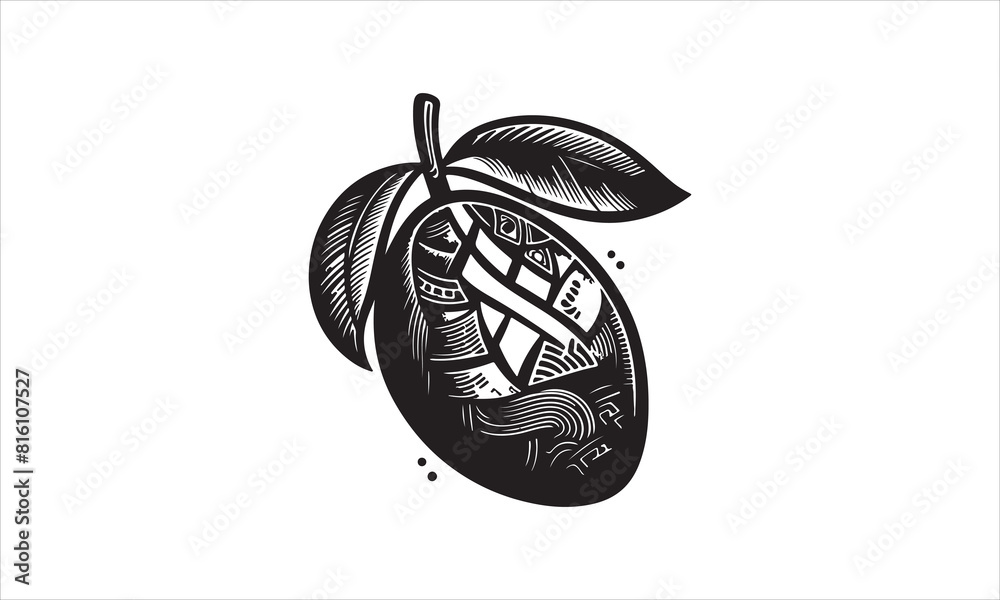 Vetor de mango vector black silhouette vector illustration White ...
