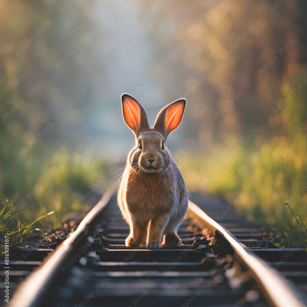 railway track rabbit blurred bokeh background created using generative ...